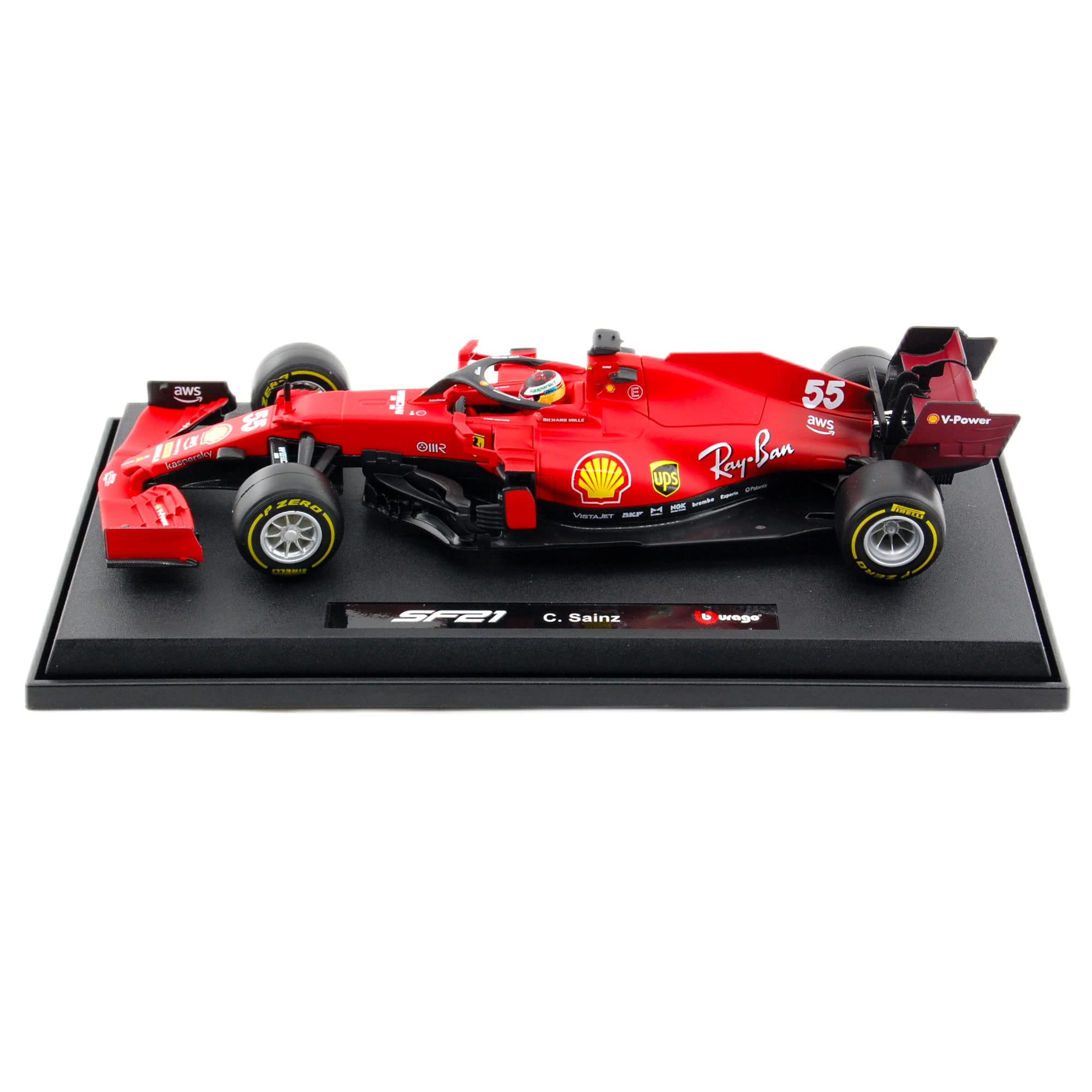 Bburago F1 Ferrari #55 Carlos Sainz 2021 1/18 Diecast Model Car 16809