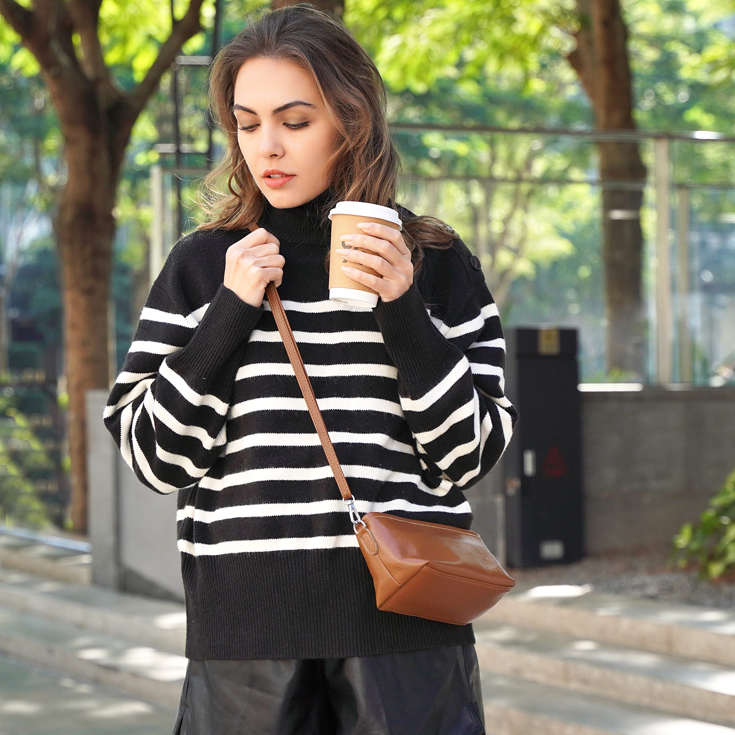 befen Cognac Brown Small Cell Phone Crossbody Bag with Cognac Brown Small Roomy Crossbody Purse