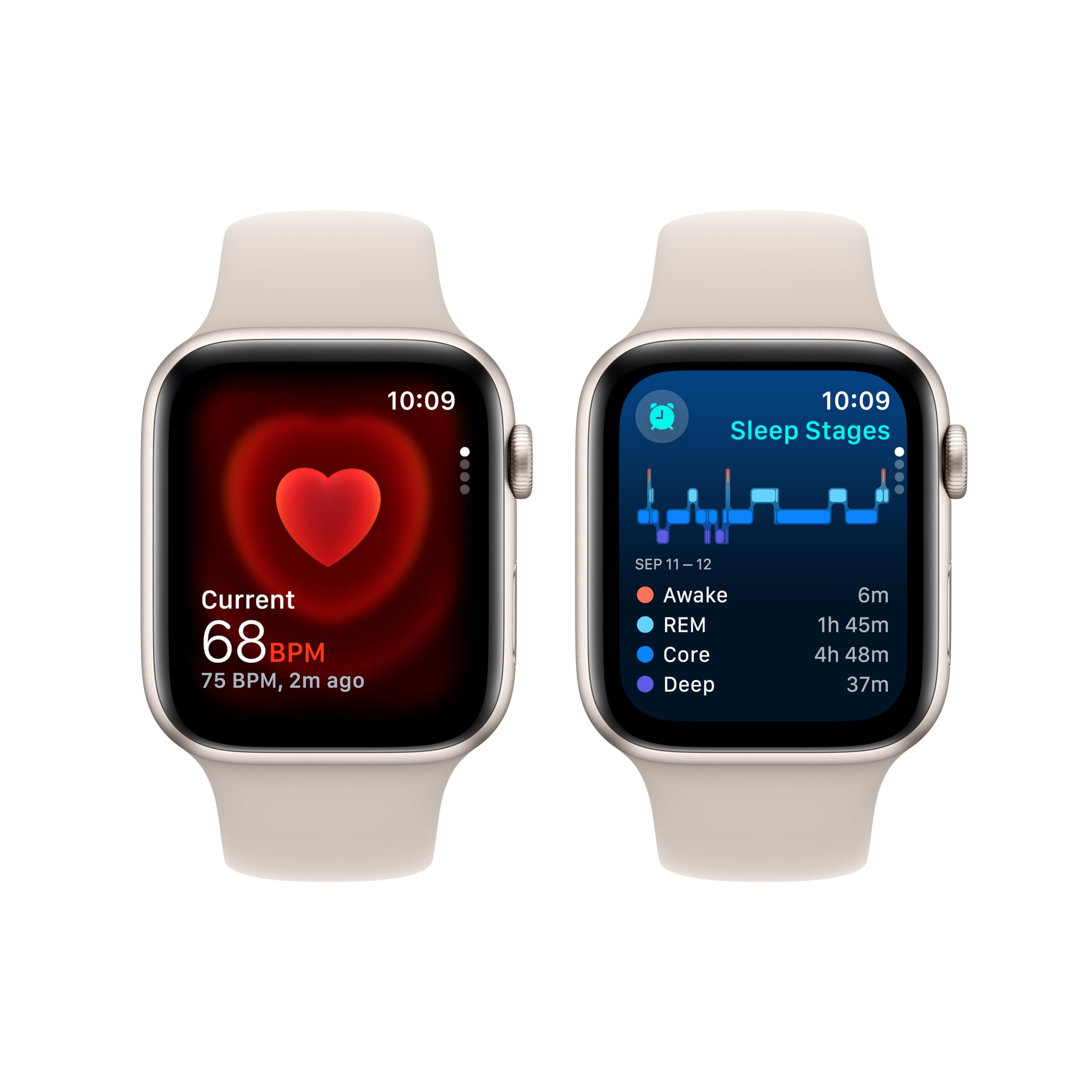 Apple Watch SE GPS 44mm Starlight Aluminum Case with Starlight Sport Band - M/L with AppleCare+ (2 Years)