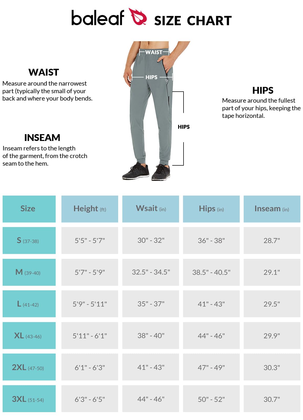 BALEAF Men's Joggers Athletic Pants Lightweight Running Hiking Pants Workout Training Gym Quick Dry Zipper Pockets Light Gray L
