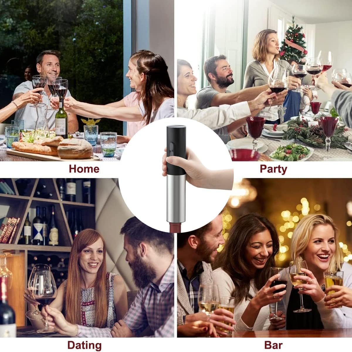 Battery Electric Wine Bottle Openers Electric Wine Opener, Wine Gift Automatic Wine Opener with Foil Cutter (Battery Stainless steel)