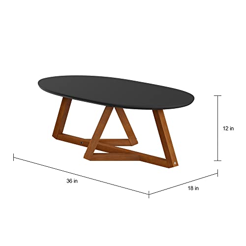Be Home Furniture │ SPE Coffee Table │ Home Décor, Side Table, Coffee Table, End Table, Accent Table for Living Room │ Wood Legs & Black – 35.43" W