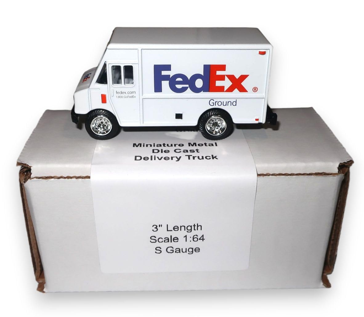 FedEx Ground Miniature Delivery Truck - 3" Length - Scale 1:64 - Gauge S - Sold as a Display or Collectable Item, Not as a Child's Toy