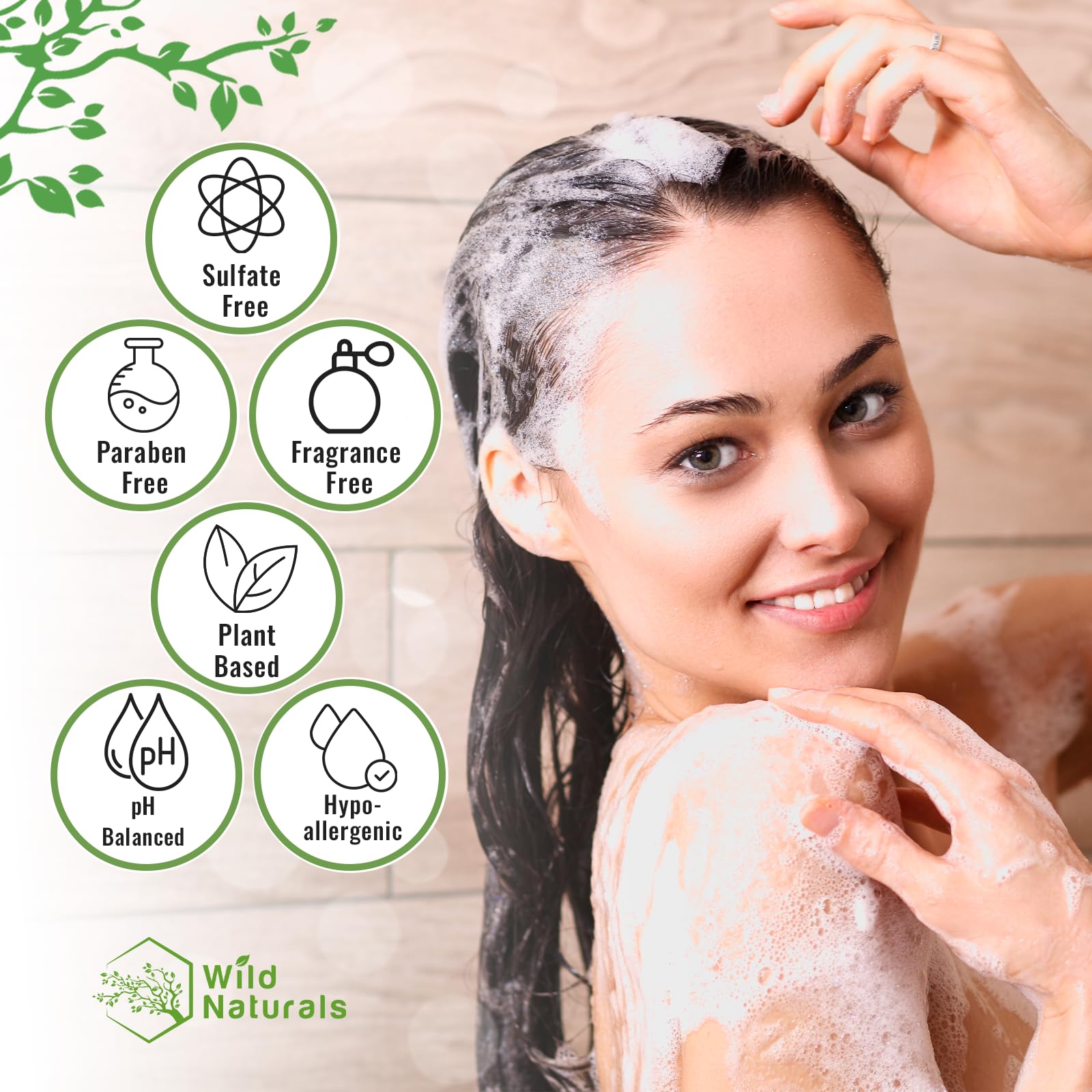 Wild Naturals Manuka Honey Shampoo for Eczema & Psoriasis – Hydrating Sulfate-Free Shampoo with Aloe Vera & Coconut Oil – Moisturizing Shampoo for Dry, Itchy Scalp