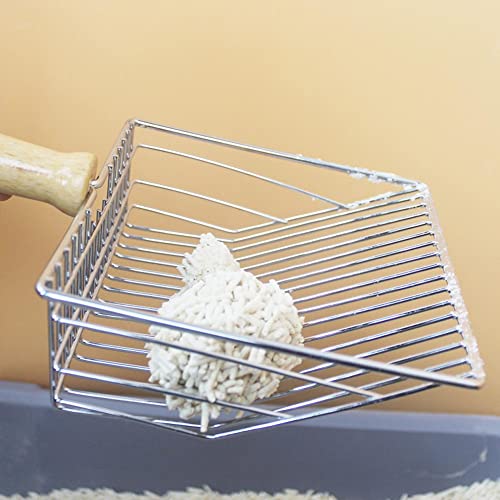 KUNWU Stainless Steel Food Grade 20" x 14" x 6" Extra Large Cat Litter Box with Silver Scoop Set
