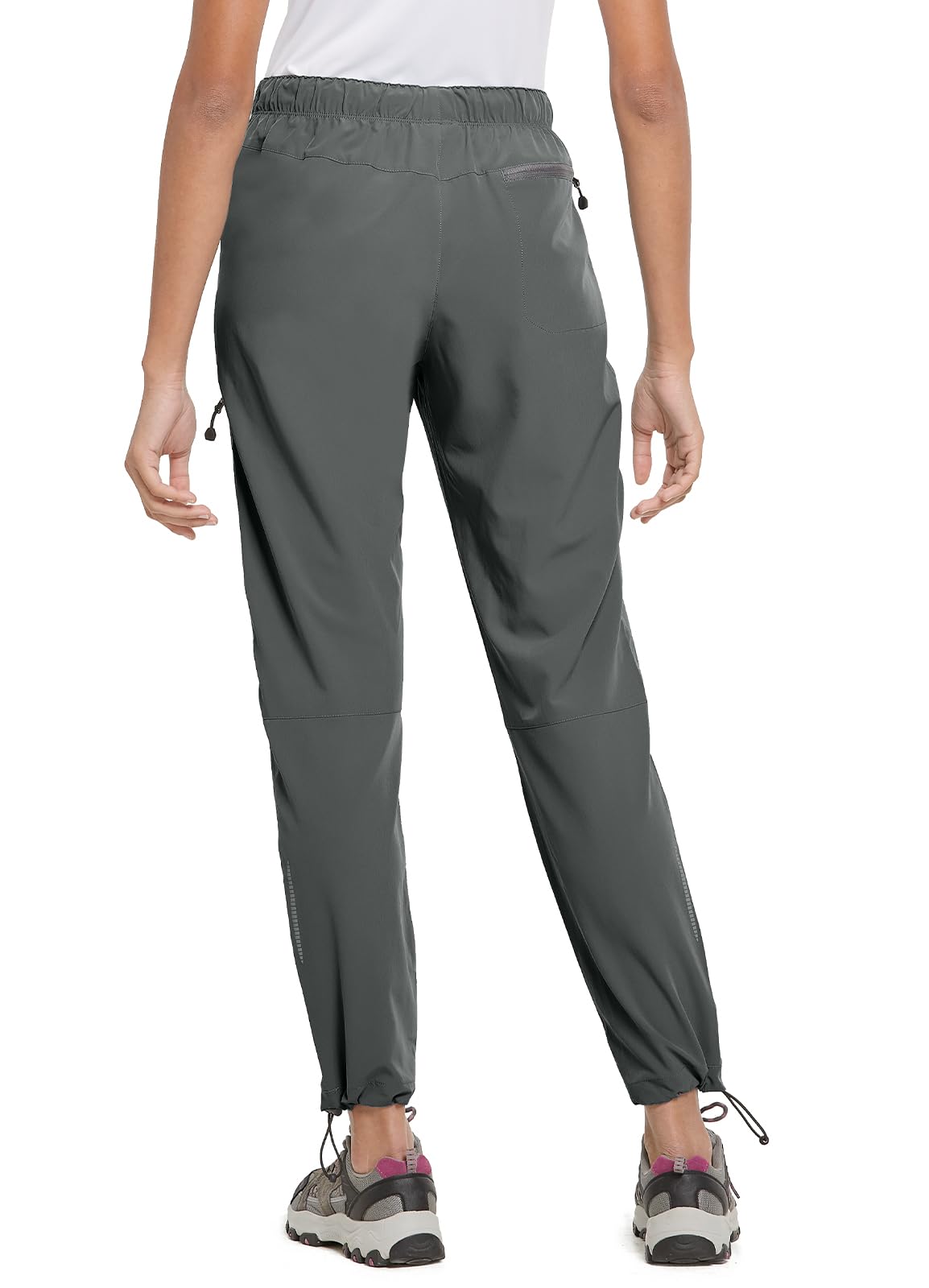 BALEAF Women's Hiking Pants Quick Dry Water Resistant Lightweight Joggers Pant for All Seasons Elastic Waist Steel Gray Size L, Capri