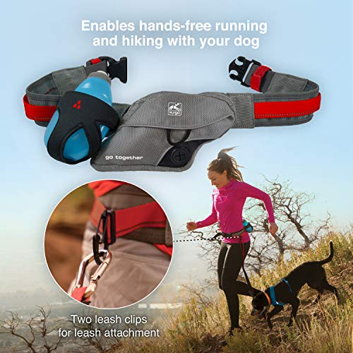 Kurgo K9 Excursion Belt, Hands Free Dog Running Belt, Running Dog Leash Belt, with Poop Bag Dispenser, Adjustable, Reflective Trim, Two Leash Clips, for Running, Walking, Hiking