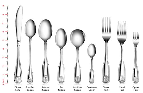 New Star Foodservice 58369 Shell Pattern, 18/0 Stainless Steel, Teaspoon, 6.5-Inch, Set of 12
