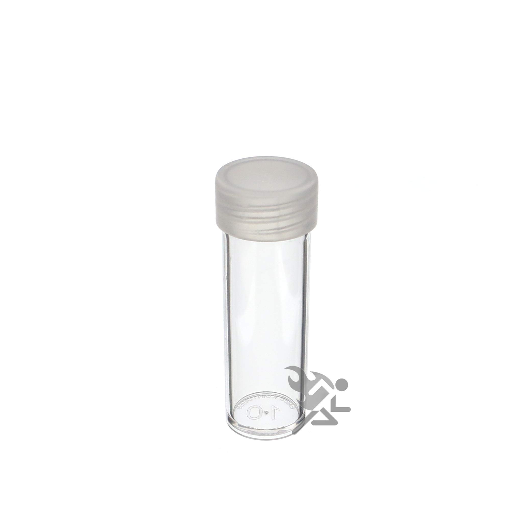 COIN STORAGE TUBES, round clear plastic w/ screw on tops for DIMES (Quantity of 10 tubes)