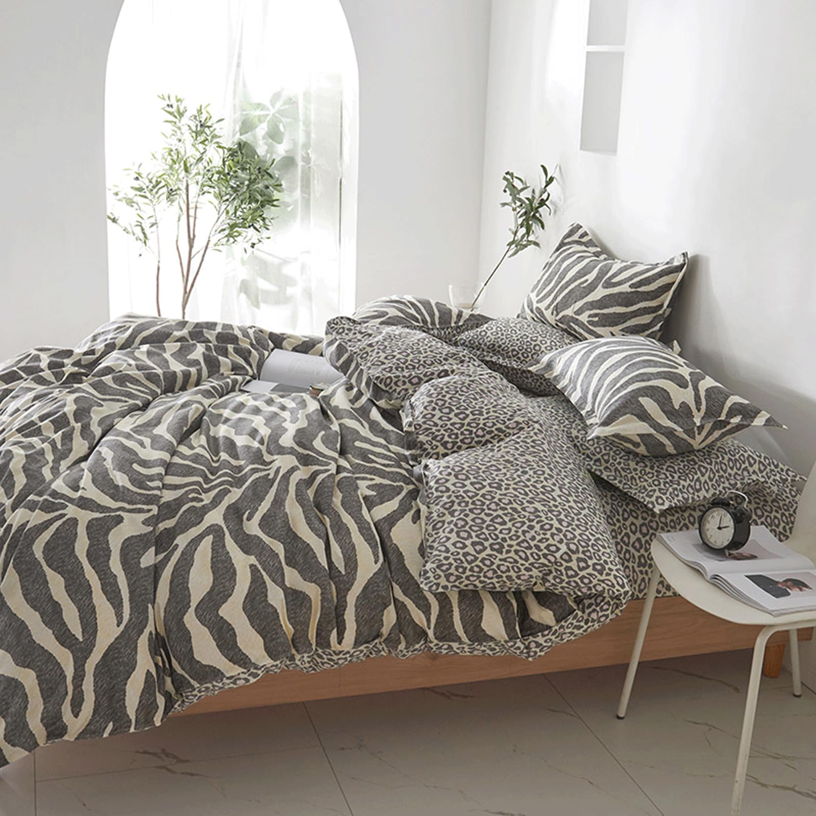 BUniq Duvet Cover 3 Pieces Queen King Full Twin Size with Zipper Closure, 4 Ties(1 Quilt Cover 2 Pillowcases)(Queen,002)