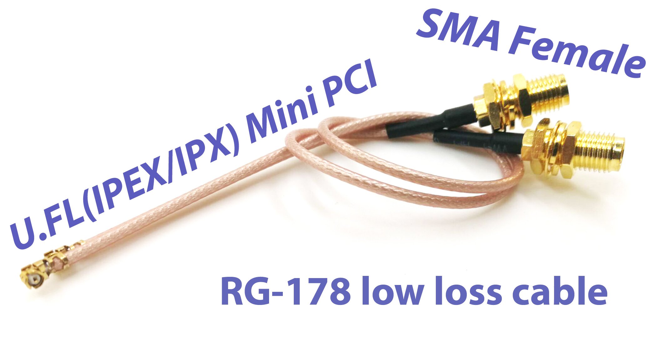 Pack of 4 RF U.FL(IPEX/IPX) Mini PCI to SMA Female Pigtail Antenna Wi-Fi Coaxial RG-178 Low Loss Cable (7 inches (17.8 cm)))