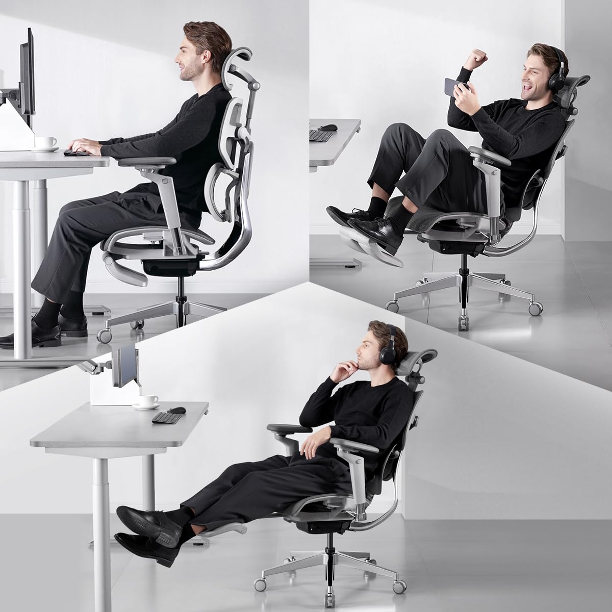 HINOMI X1 Ergonomic Office Chair with Foot Rest - Comfortable Computer Chair, Home Office Desk Chair with Lumbar Support, Comfy Mesh Office Chair, Gaming Chair for Adults (Black, Large)