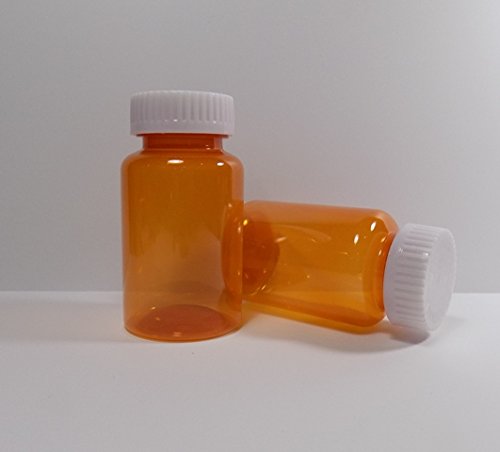 Preferred Vials-Plastic Medical Screw-Top Packer Bottles Wide Mouth Jars Clear Amber 5 Ounce 40 Dram Size Package of 25 Units