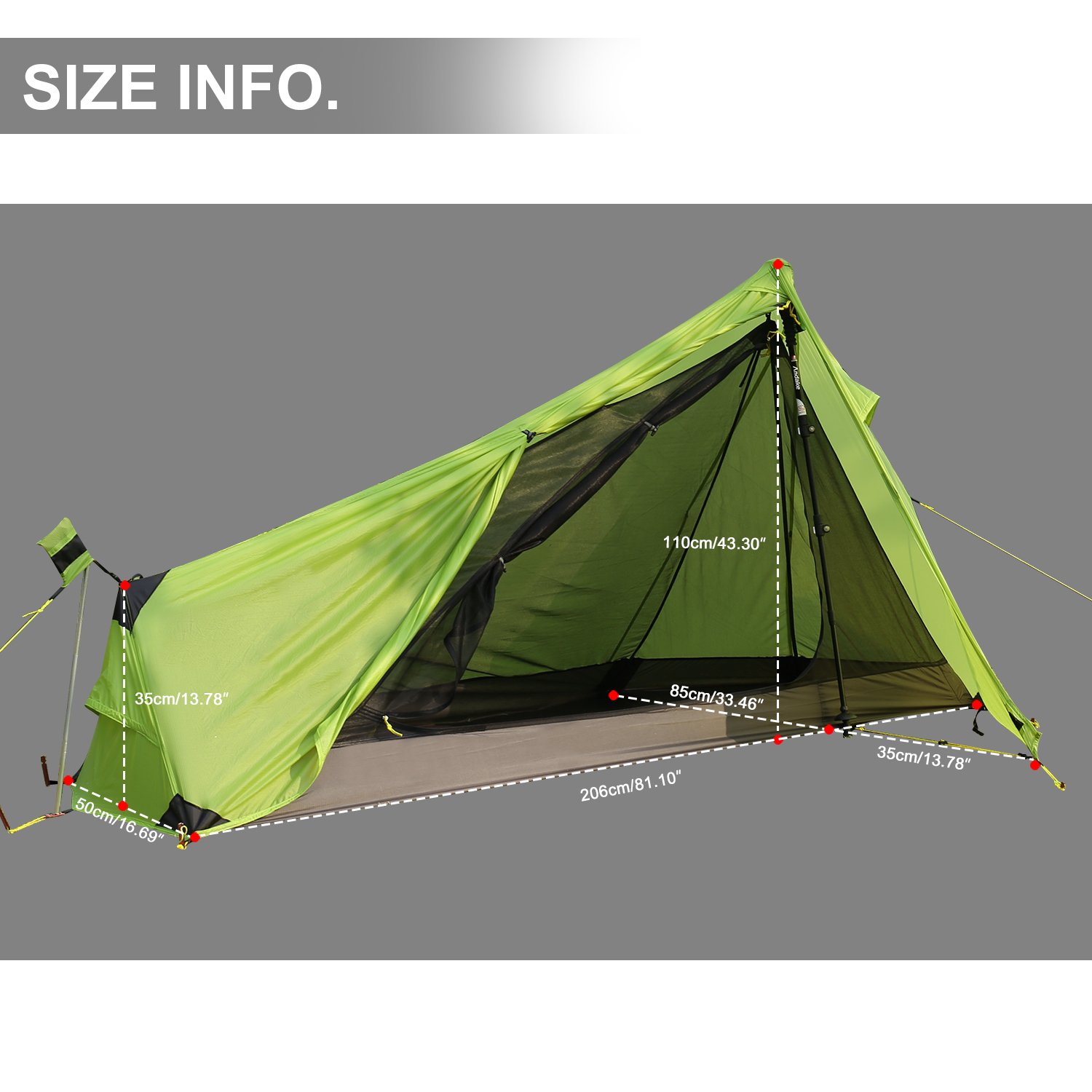 Andaker 1.6lb Ultralight Backpacking Tents One Person Man Hiking Single Camping Tent 15D Ultra-Thin Ripstop Nylon, Double-Side Silicone Coated(No Poles)