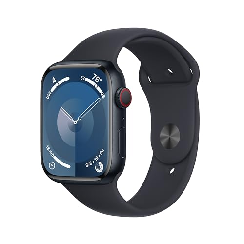 Apple Watch Series 9 [GPS + Cellular 45mm] Smartwatch with Midnight Aluminum Case with Midnight Sport Band M/L. Fitness Tracker, Blood Oxygen & ECG Apps, Always-On Retina Display