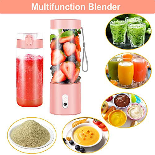 Portable Blender, Blender for Shakes and Smoothies, Personal Blender, battery operated blender, 500ml double cups with Interchangeable Lids with 6 Blades for Kitchen Breakfast ,Traveling, Outdoor, Gym, Office