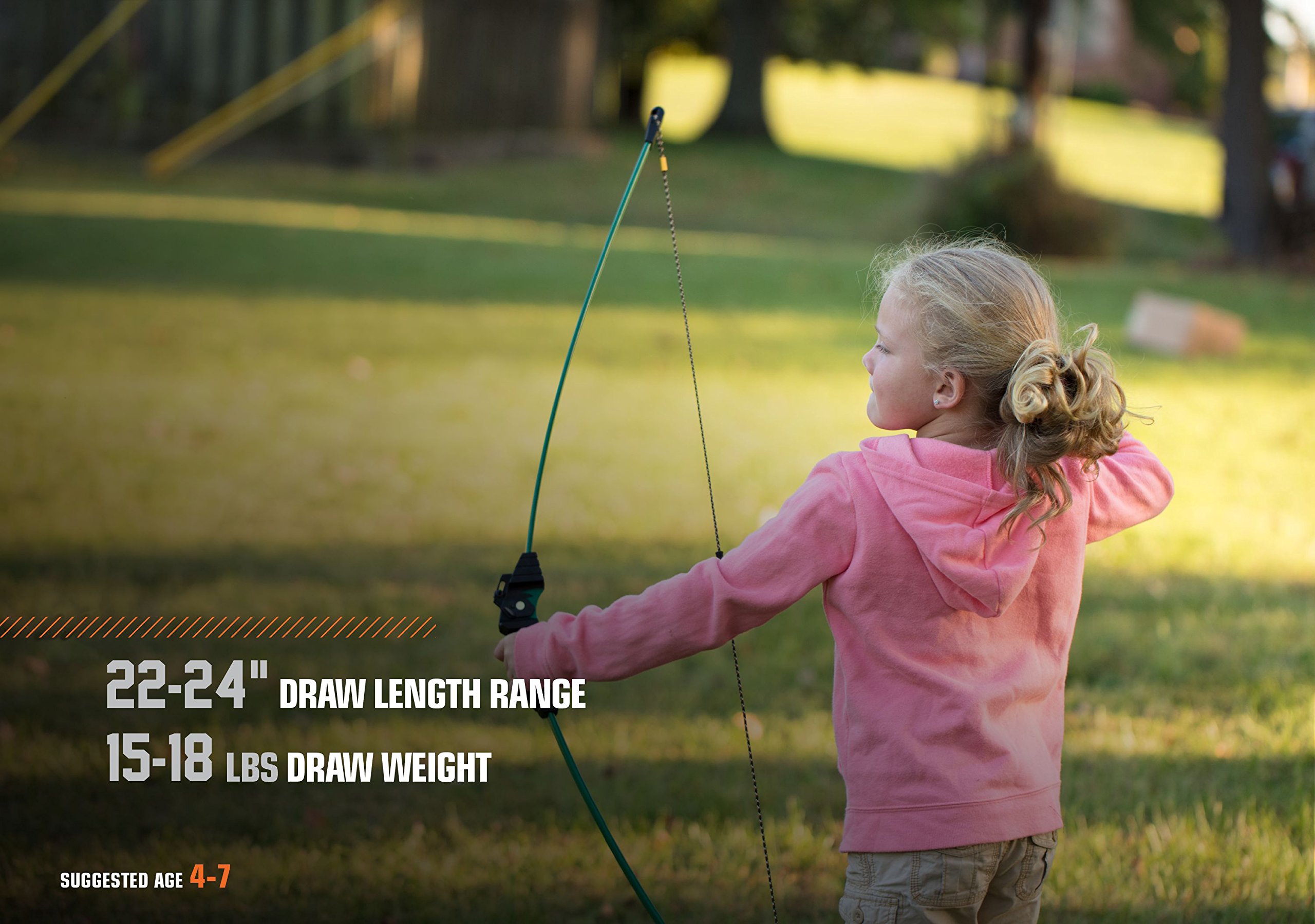 Bear Archery Goblin Bow Set for Youth, Recommended Ages 4-7, Ambidextrous, Continuous Draw Weight Up to 15-18 lb., Continuous Draw Length Up to 22-24-inches