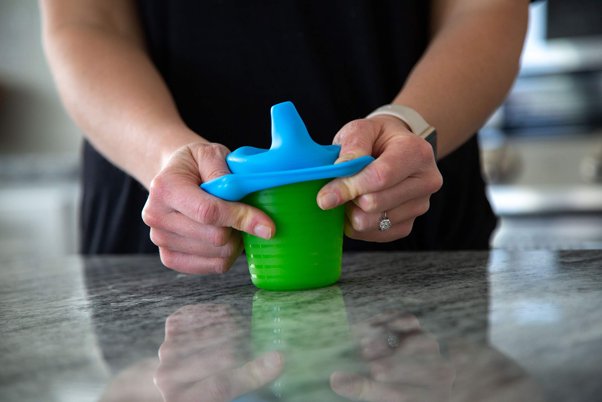 O-Sip! Silicone Sippy Lids (Pack of 3) - Spill-Proof Fun for Families! - BPA-Free, Fits on Glasses, Mason Jars & Cups - Reusable, Durable, & Kid-Friendly (Colors: Red, Green, Blue) - ModFamily