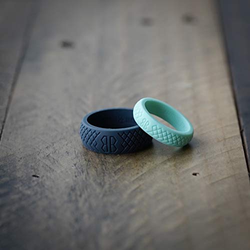 Barbell Bands Silicone Ring For Women | Premium Rubber Wedding Band | Perfect For Fitness, Lifting, Active Lifestyle - Comfortable and Durable (Black, 4)