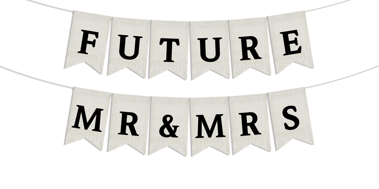 Burlap Future Mr & Mrs Banner - Wedding Shower Decorations, Engagement/Wedding Banner, Mr & Mrs Sign, Bridal Shower Party Decorations, Wedding Garden Decorations (Black)