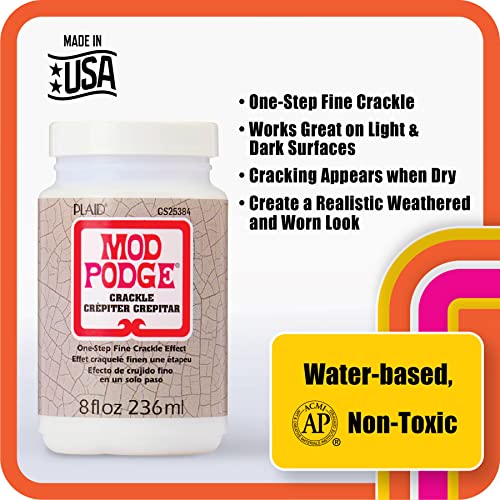 Mod Podge One-Step Crackle Medium, 8 fl oz Premium Acrylic Sealer, Perfect for Easy to Apply DIY Arts and Crafts, CS25384, Clear