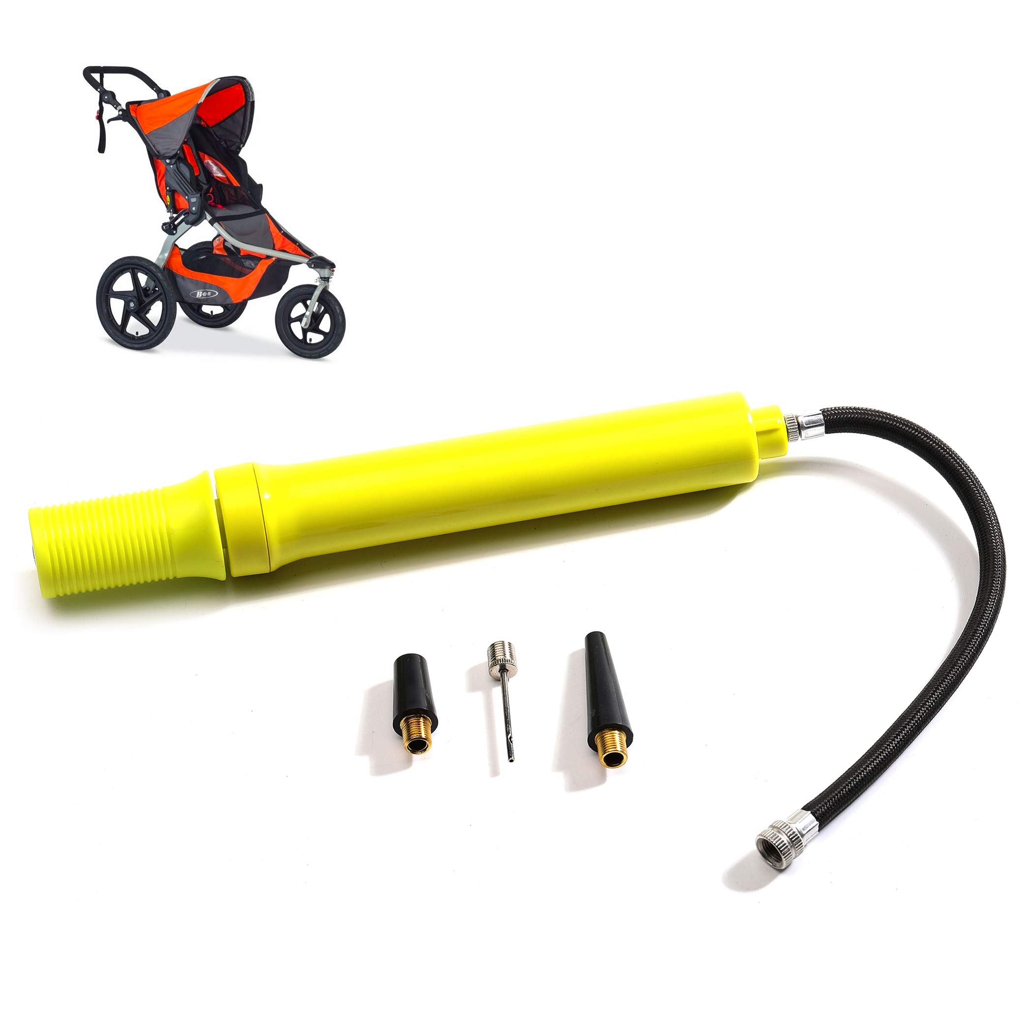 Baby Stroller Tire Pump - Jogging Stroller Tire Pump with Tire Valve Adapters | Compatible with Bob Strollers, Graco Jogger Strollers, and Bumbleride Strollers