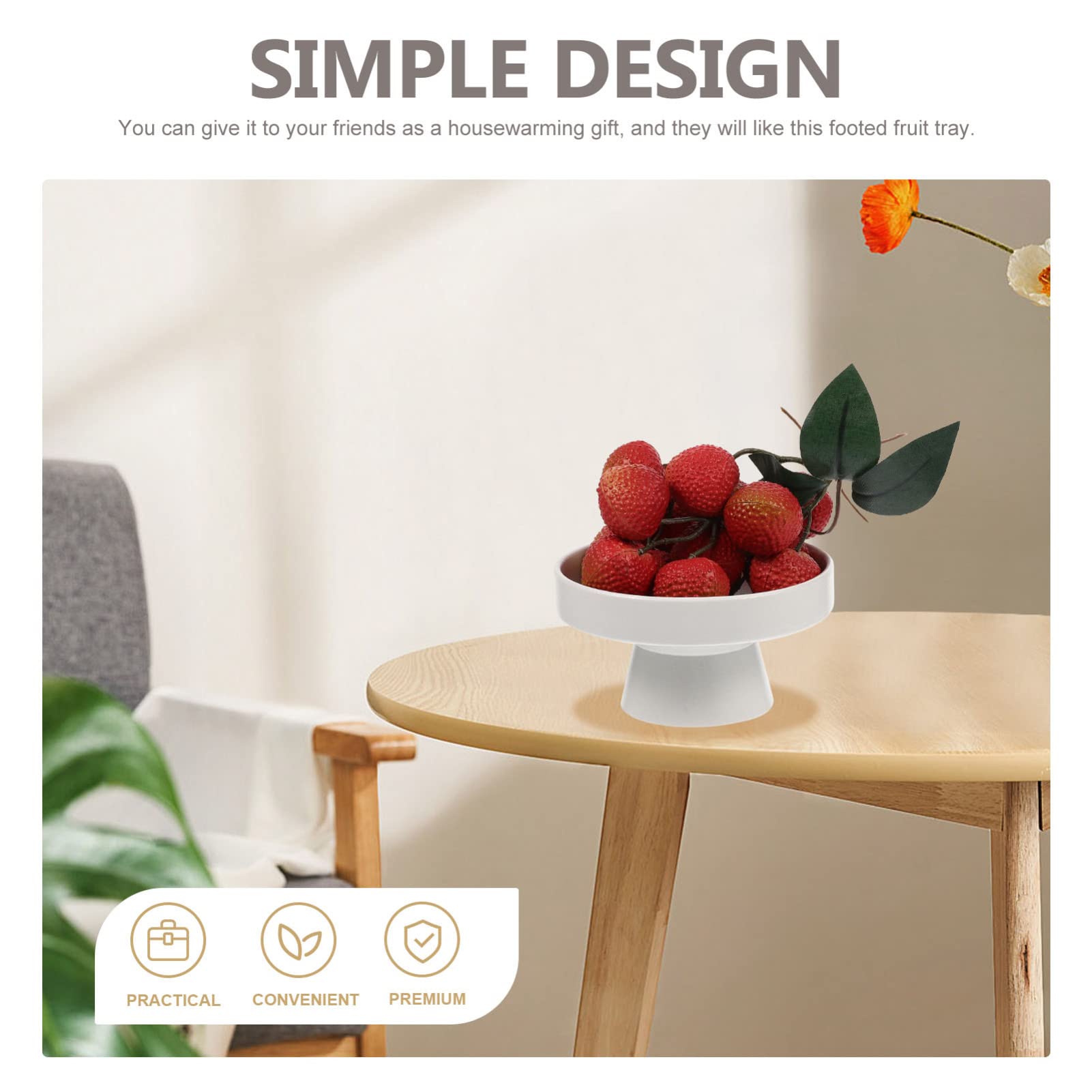 BESTonZON Footed Bowl Ceramic Pedestals Fruit Bowl Decorative Fruit Dish Holder Dessert Display Tray Cupcake Stand Snack Serving Platter Appetizer Plate for Centerpiece Table White