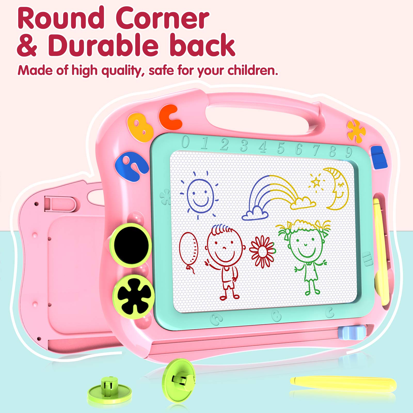 LOFEE Magnetic Drawing Doodle Board - Birthday Gift for Girls Age 1-4 - Small Travel Toy