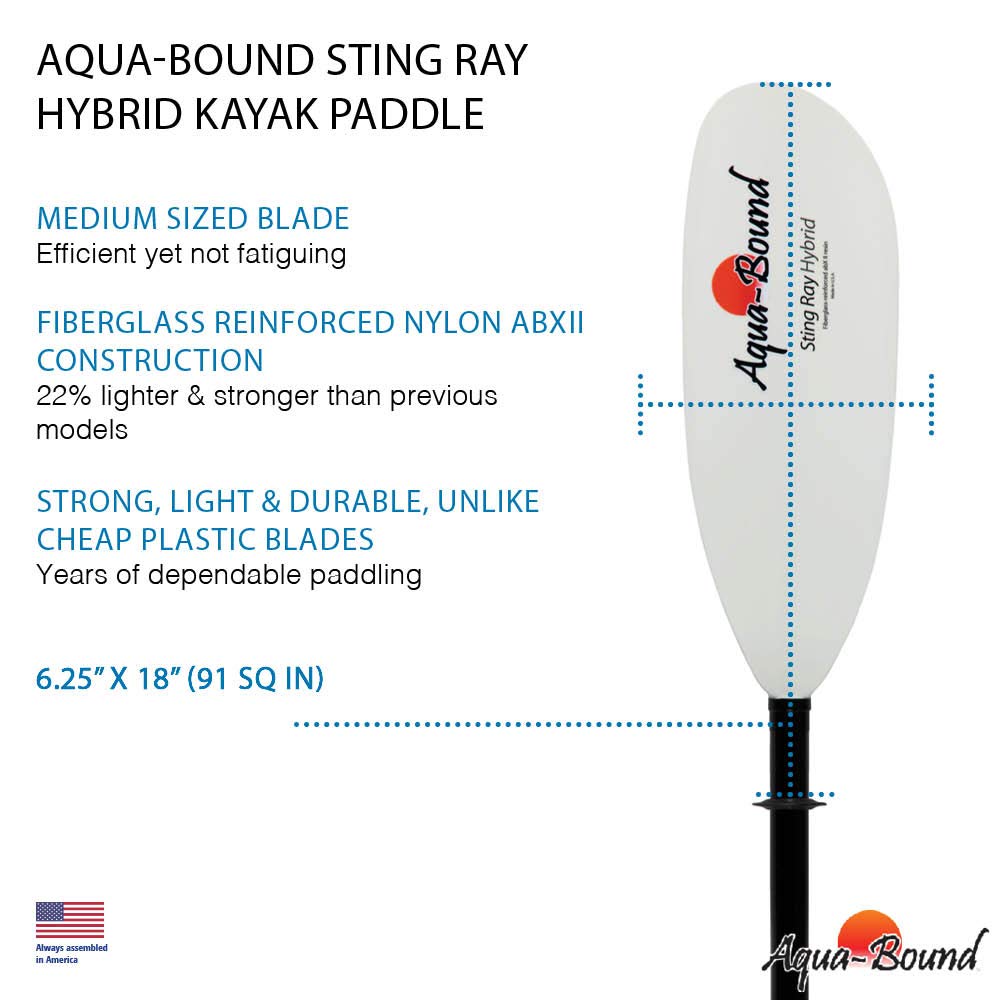 Aqua-Bound Sting Ray Hybrid 2-Piece Snap-Button Kayak Paddle