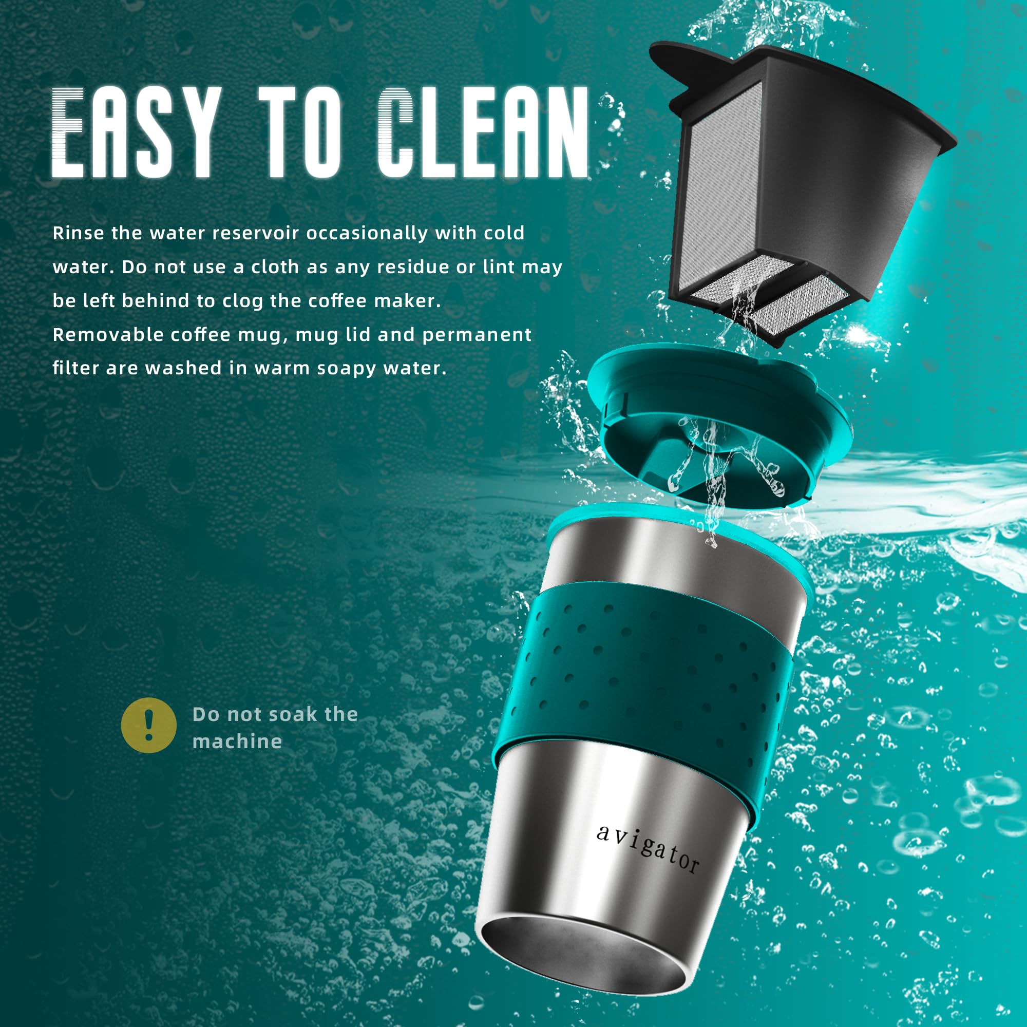 avigator Portable Coffee Maker, 12V Car Coffee Maker, Travel Coffee Machine Fits Car Cigarette Lighter Plug, with Fast Heating, Auto Shut Off, Ground Coffee Maker for Driving Camping&RV(Dark Green)