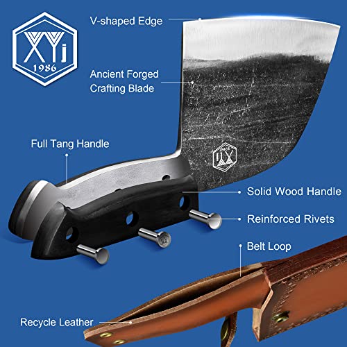 XYJ Full Tang 6.7 Inch Forging Butcher Knife 6.2 Inch Tactical Kitchen Knives 6 Inch Boning Knife With Leather Sheath For Meat Fish Vegetable Cutting Tools