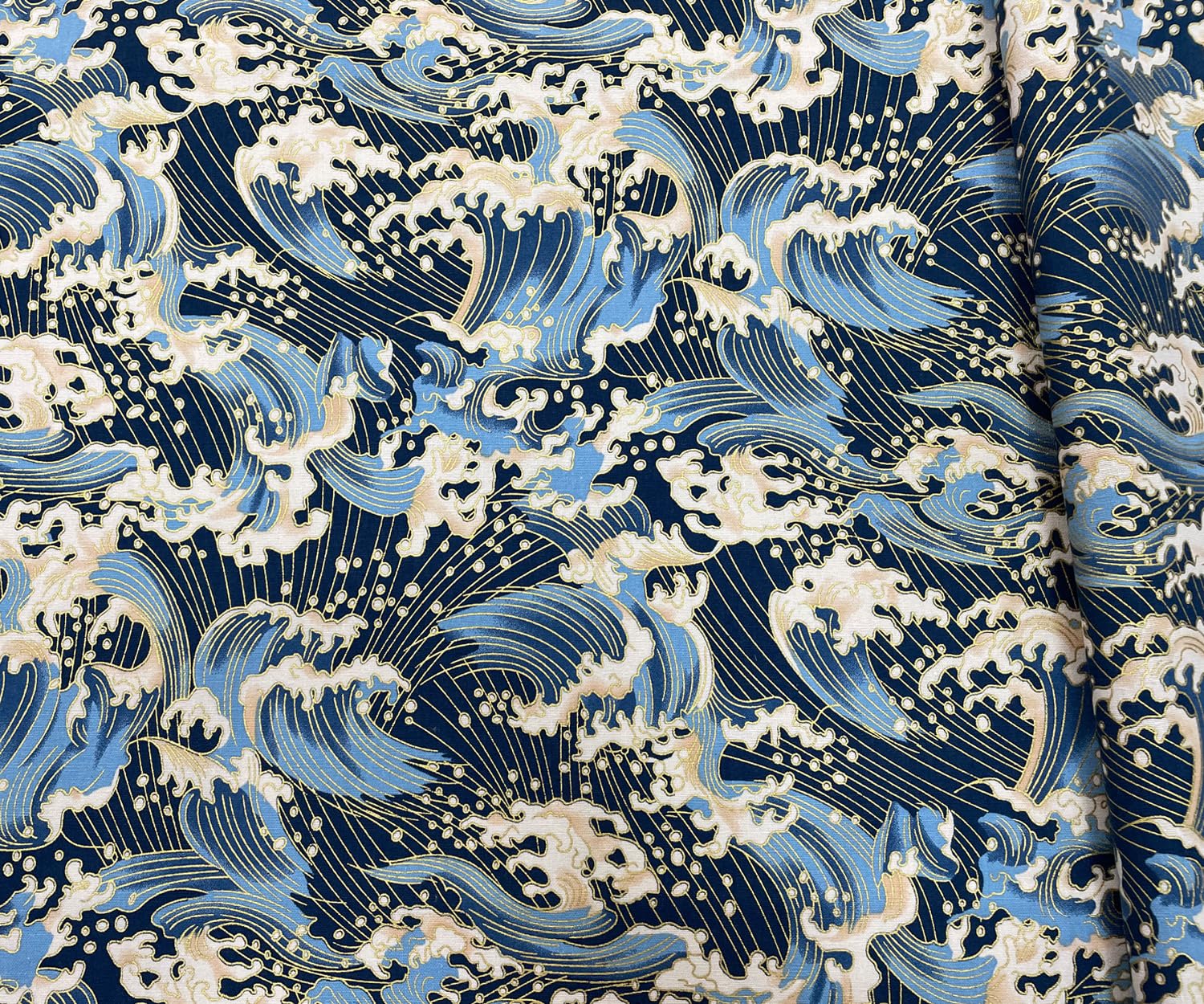 Cotton Fabric by The Yard, 0.55 Yard 58 Inch Wide Precut, 100% Cotton, Bronzing Design Floral Print Fabrics for Sewing Quilting Crafting (08- Design, Blue)