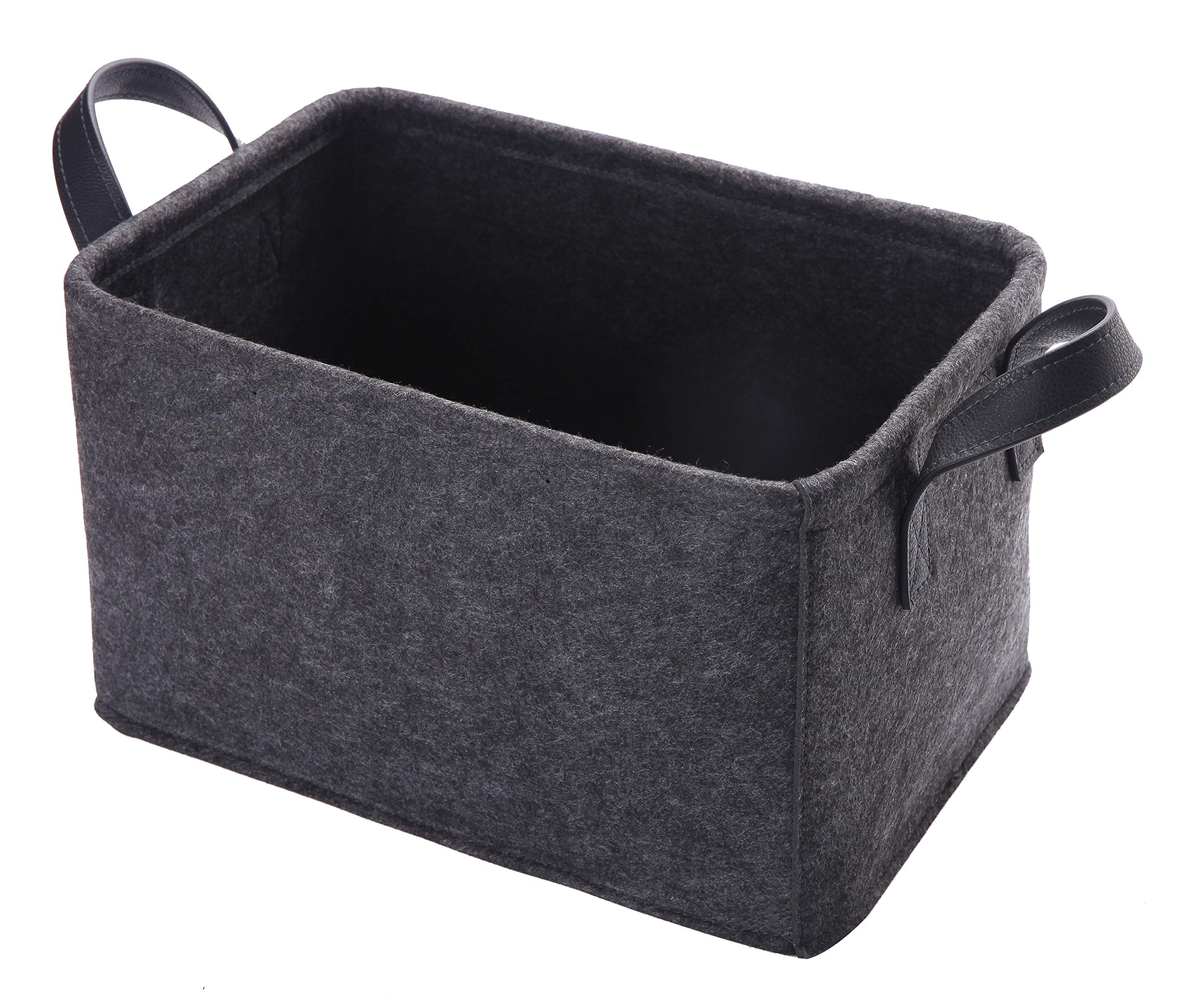 Collapsible Storage Basket with Carry Handles Felt Fabric Storage Bin Durable Organizer for Gift Toys Shoes Clothes Towels Nursery Home Laundry Office Decorative Organizing Box(Dark grey)