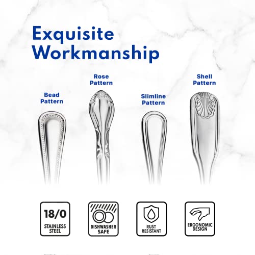 New Star Foodservice 58369 Shell Pattern, 18/0 Stainless Steel, Teaspoon, 6.5-Inch, Set of 12
