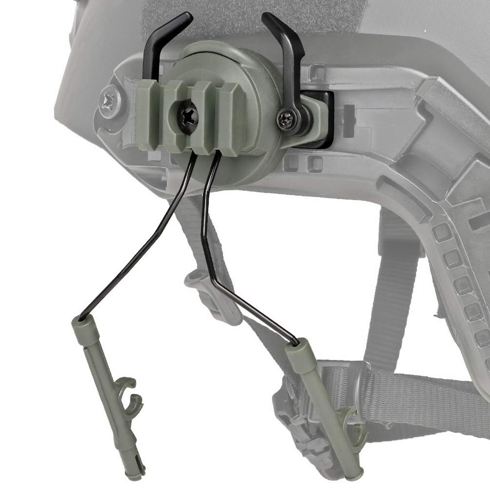 Arc Rail Adaptor Tactial Helmet Rail Suspension Headset Bracket Ear Muff (Green)