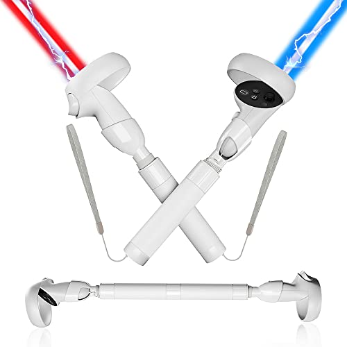 BeswinVR Extension Grips for Meta Quest 2, VR Game Controllers Handle Accessories for Playing Beat Saber, Golf+, Badminton, Baseball Games (1 Pair, White) (Quest 2- White)