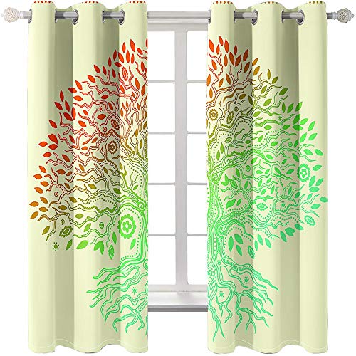 Bedroom Curtains Privacy Blackout Curtains for Living Room and Bedroom 2panels W66 X L90 inch Colored Tree QWEFGDF
