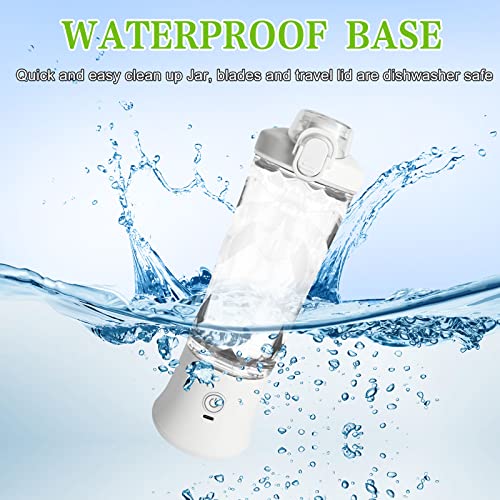 Portable Blender for Shakes and Smoothies, 22 Oz Portable Blender Usb Rechargeable, Mini Blender Portable, Waterproof Blender,240watts, with 6 Ultra-Sharp Blades for Travel, Office & Sports (White)