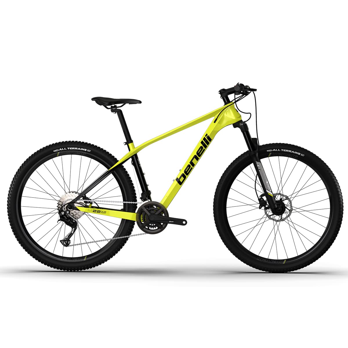 Benelli Bike 29'' Carbon Mountain 18 Speed, Brake Disc, Light-Weight Hardtail Frame (Large, Yellow Black) M22 4.0 ADV 29 CARB