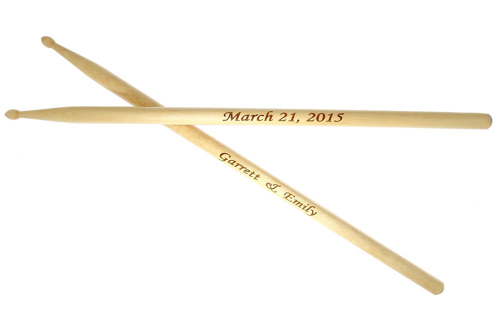 Drumsticks Set of Monogrammed Personalized Professional Grade Wooden Drumsticks