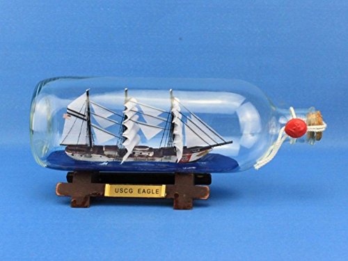 Hampton Nautical United States Coast Guard USCG Eagle Model Ship in A Glass Bottle, 9" , White,96 months to 600 months