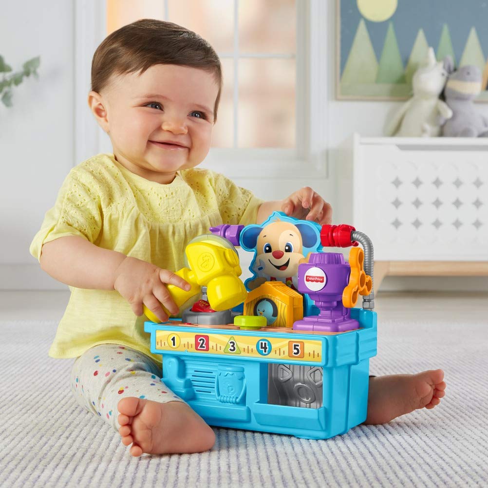 Fisher-Price Baby & Toddler Toy Laugh & Learn Busy Learning Tool Bench Construction Activity for Pretend Play Infants Ages 6+ Months