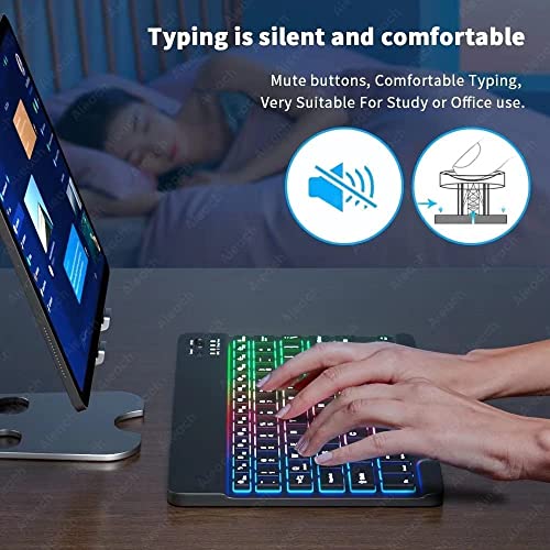 Bluetooth Keyboard and Mouse Combo for iPad - Rechargeable Wireless Keyboard & Mouse with 7-Color Backlit Compatible with iPad 9th/8th Gen, iPad Pro/Air/Mini, iPhone14/13/12 Pro, Black