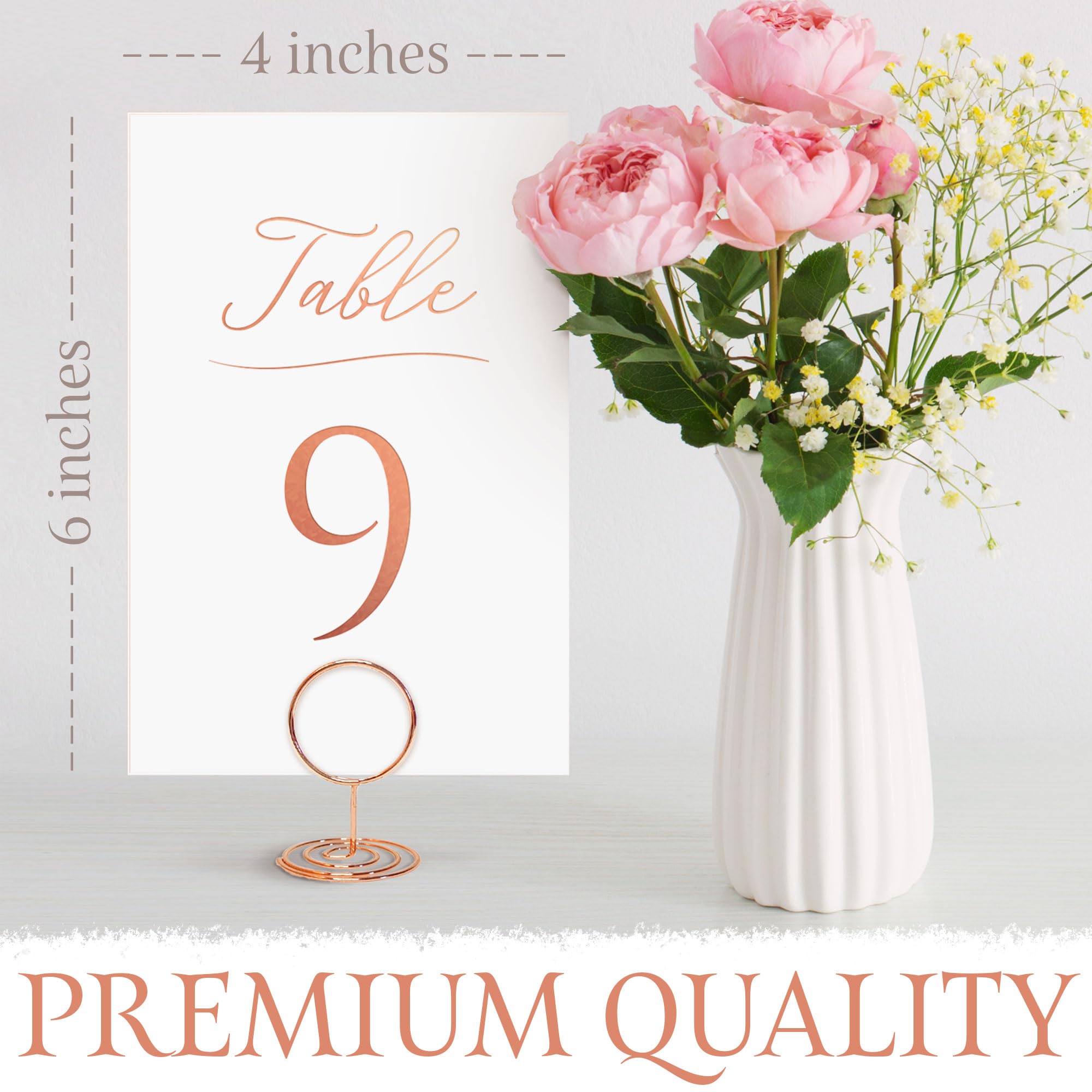 Rose Gold Table Numbers , 30 pc Wedding Table Numbers with Rose Gold Stands , Anniversary , Birthday , Bridal Shower Party , Baby Showers , Event