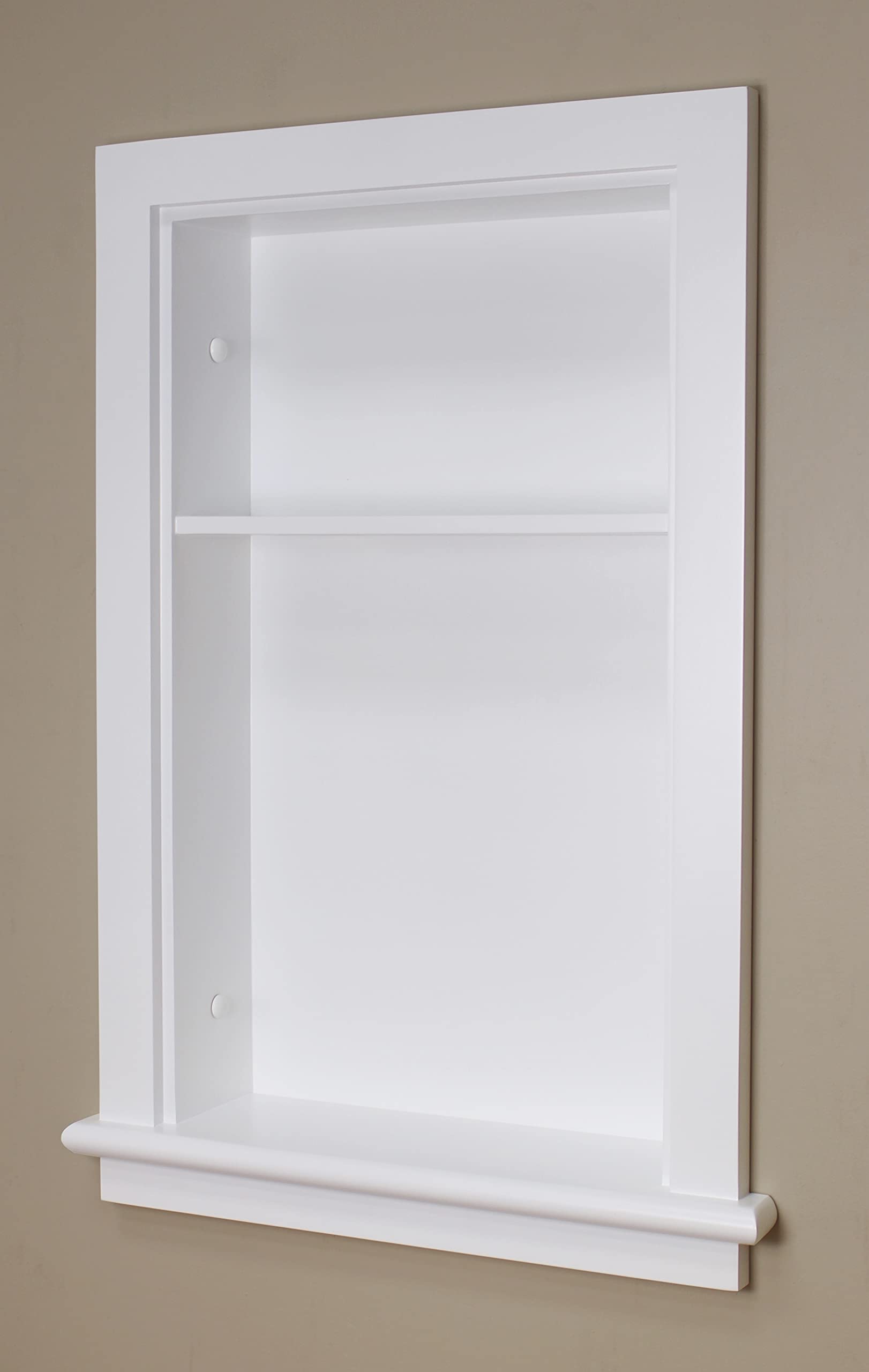 Fox Hollow Furnishings 14x24 Recessed Aiden Wall Niche - Wall Shelf for Storage and Home Decor, 1 Shelf (White W/Plain Back)