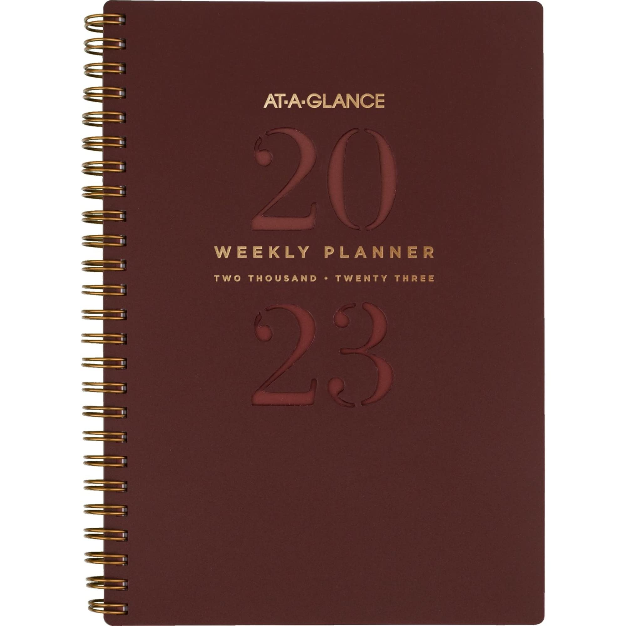 AT-A-GLANCE 2023 Weekly & Monthly Planner, 5-1/2" x 8-1/2", Small, Monthly Tabs, Signature, Maroon (YP200L50)