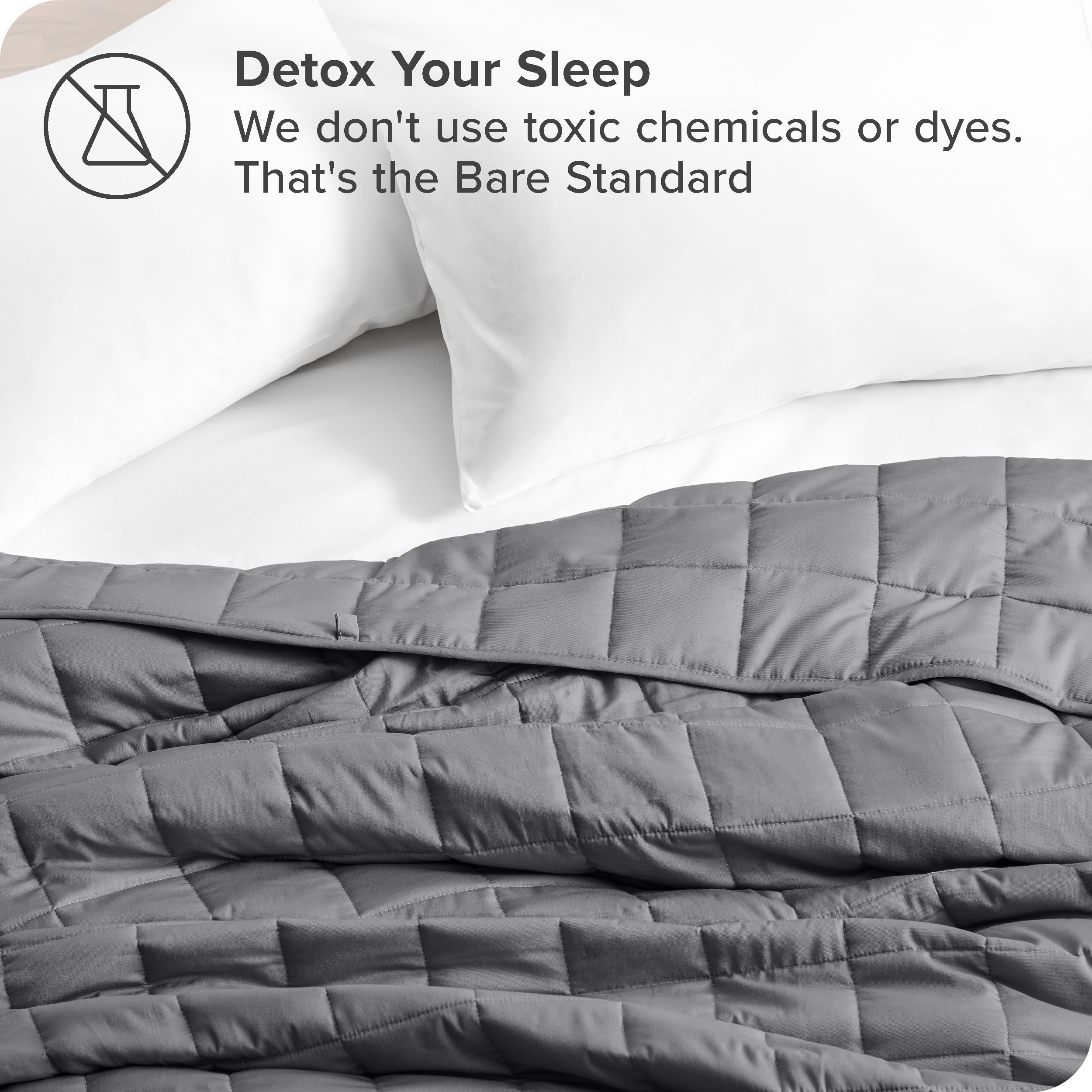 Bare Home Weighted Blanket King Size 30lb (80" x 87") for Adults - All-Natural 100% Cotton - Premium Heavy Blanket Nontoxic Glass Beads (Grey, 80"x87")