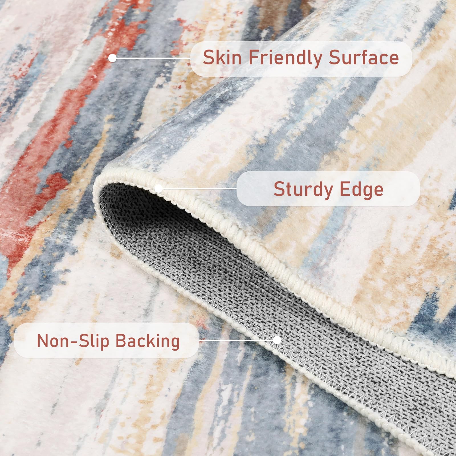 Collive Washable Runner Rug 2x6 - Colorful Striped Bathroom Runner Rugs Non Slip Runners for Hallway Modern Abstract Bedroom Runner Rug Floor Carpet for Kitchen Laundry Entryway