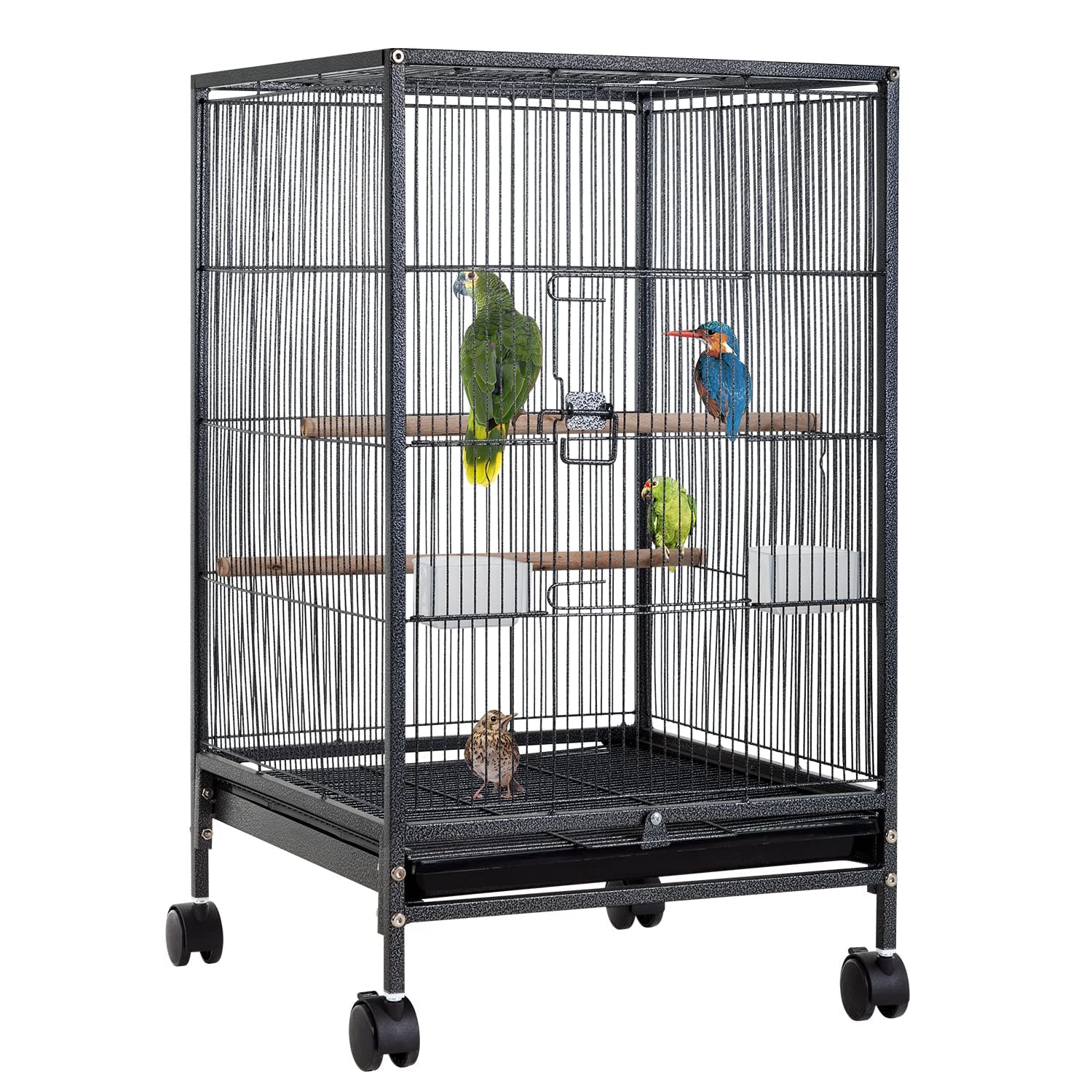 BestPet 35 inch 53 inch Wrought Iron Bird Cage with Play Open Top and Rolling Stand,Large Parrot Cage Bird Cages for Parakeets,Cockatiel, Canary, Finch, Lovebird, Parrotlet,Pigeons (35 inch)