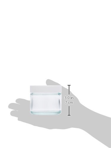 JG Finneran D0084-2 Clear Borosilicate Glass Short Straight Sided Standard Wide Mouth Jar with White Polypropylene Closure, Unlined, 53-400mm Cap Size, 2oz Capacity (Pack of 24)